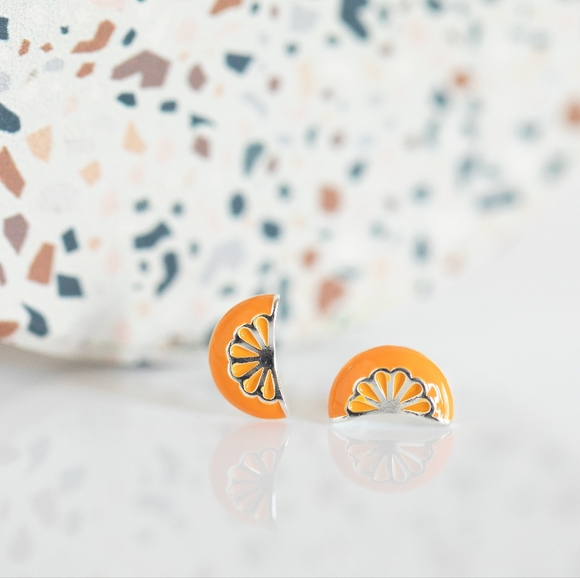 Tops | Retro Orange Slice Studs | Poshmark